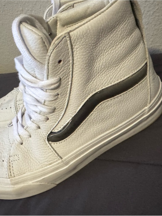 Vans | Other | Vans White Hightop Sneakers With Black Side Stripe ...